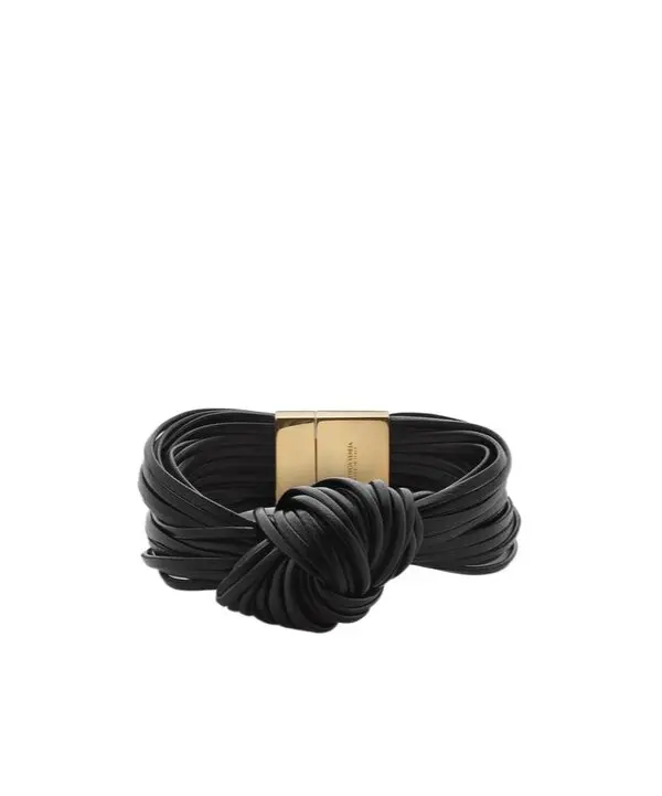 Bottega Veneta Knot Leather Bracelet - Black