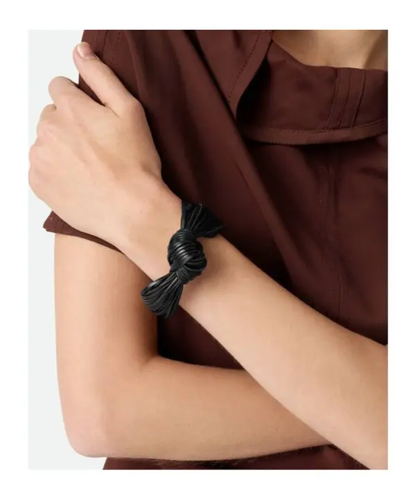 Bottega Veneta Knot Leather Bracelet With Gold-plated Clasp