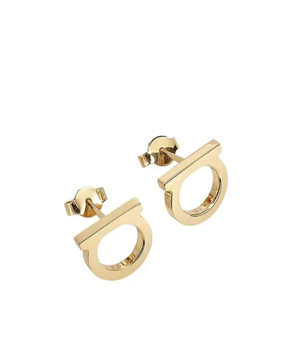 FERRAGAMO Gancini Logo Stud Earrings - Yellow