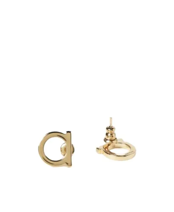 FERRAGAMO Gancini Logo Stud Earrings - Yellow