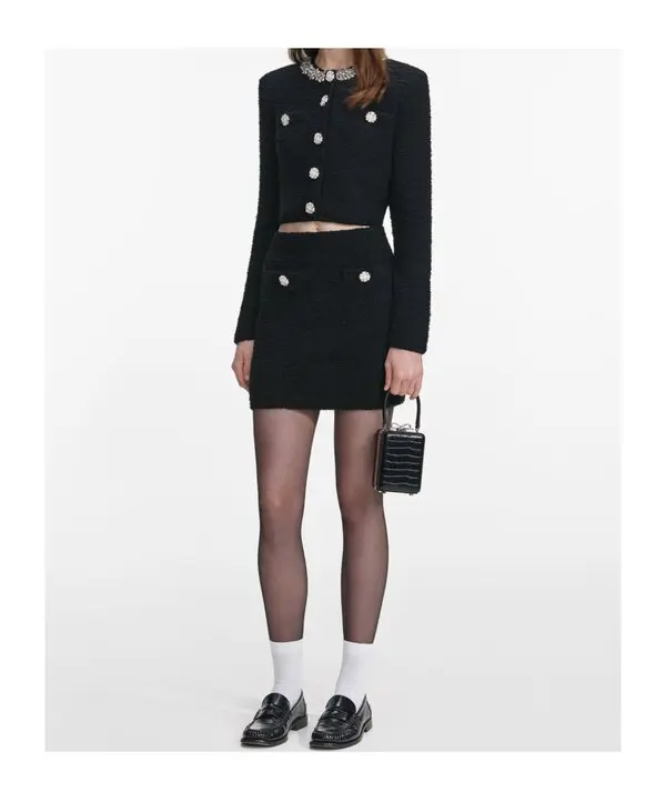 SELF-PORTRAIT Embellished-button Cropped Jacket