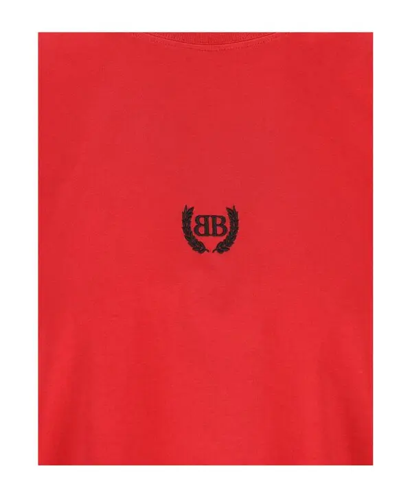 Balenciaga Laurel Embroidered Cotton T-shirt - Red