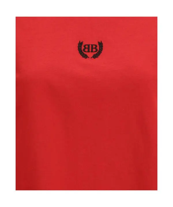 Balenciaga Laurel Embroidered Cotton T-shirt - Red