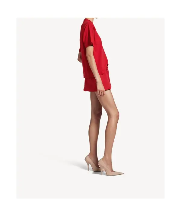 Balenciaga Laurel Embroidered Cotton T-shirt - Red