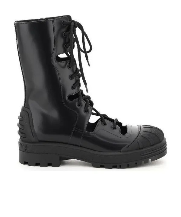 Dior Lace-up Combat Boots - Black