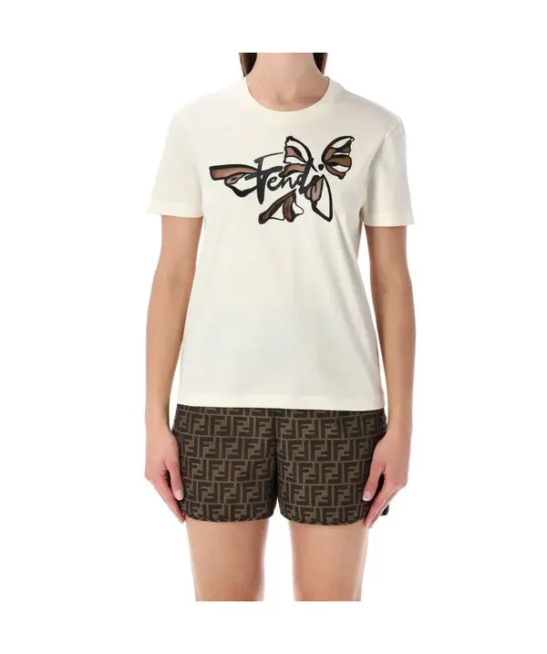 Fendi Nigthfly Printed Crewneck T-shirt - White