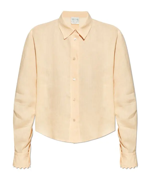 FORTE_FORTE Linen Gauze Shirt With Embroidery - Nude