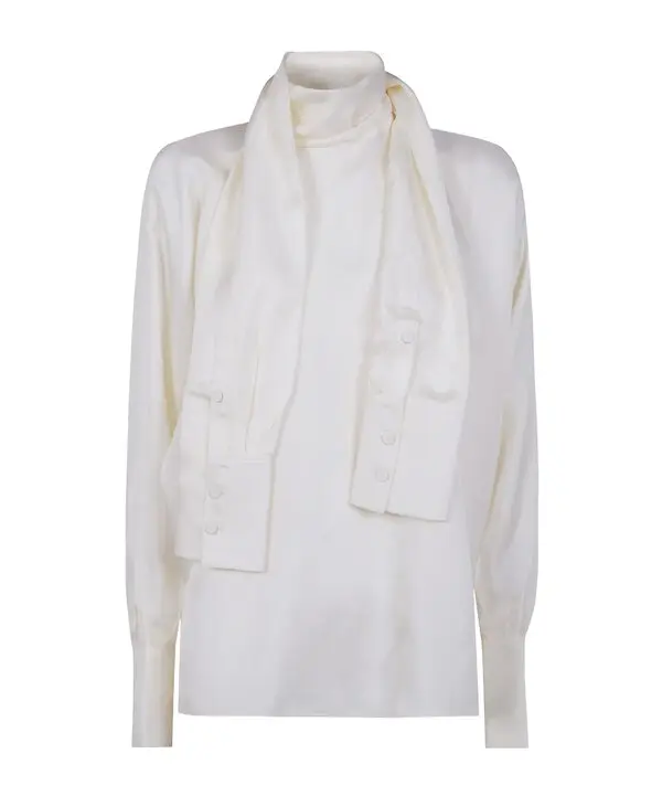 RÓHE Silk Long Sleeve Blouse - White