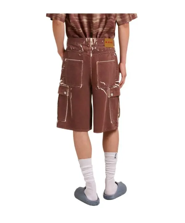 Marni Wide-leg Cargo Shorts With Screen-printed Detail