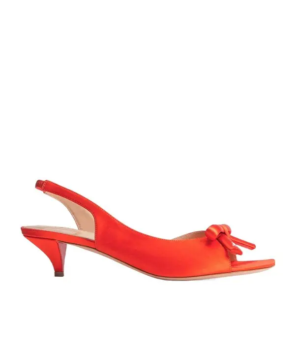 Dior Bow Heeled Slingback Sandal - Red
