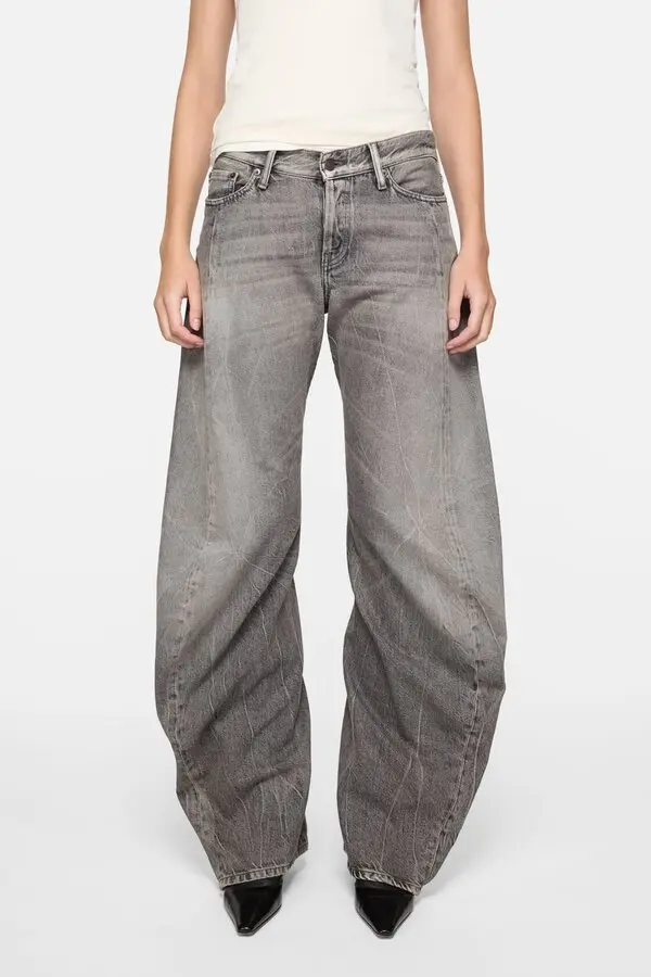 Acne Studios Loose Fit Wide Leg Jeans - Gray