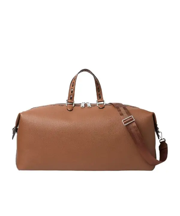 Fendi Topstitch Detail Duffle Bag - Brown