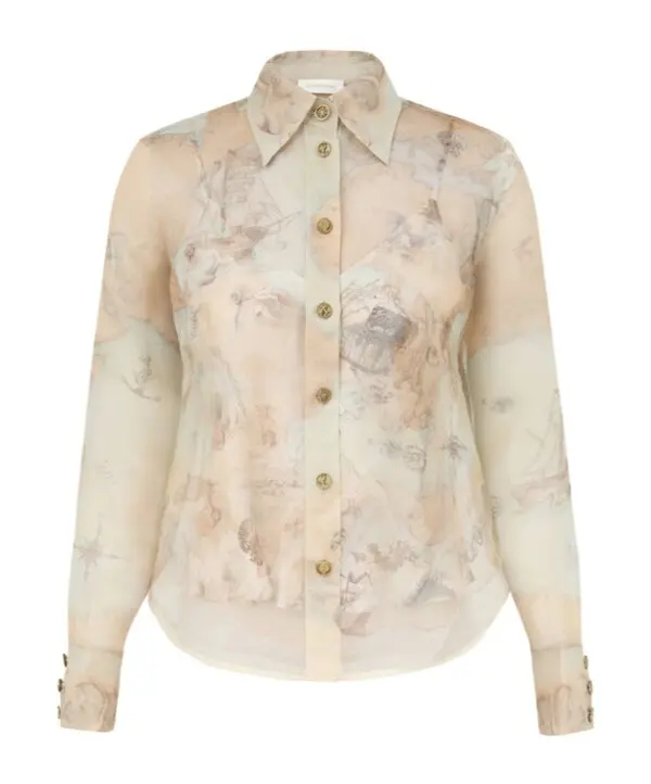 Zimmermann Rebellion Long Sleeve Shirt With Tank - Nude