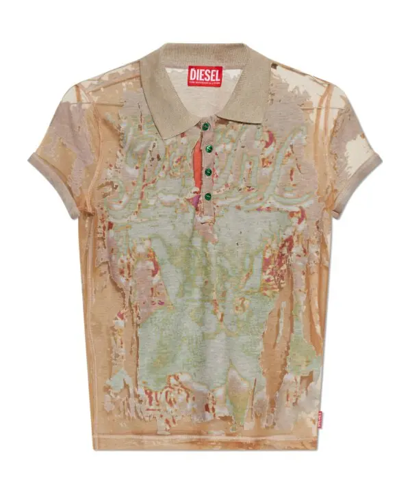 DIESEL® Short-sleeved Polo Shirt With Color-blocked Design - Nude