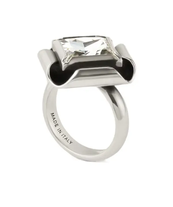 Givenchy Shimmering Crystal Ring - Vintage Silver