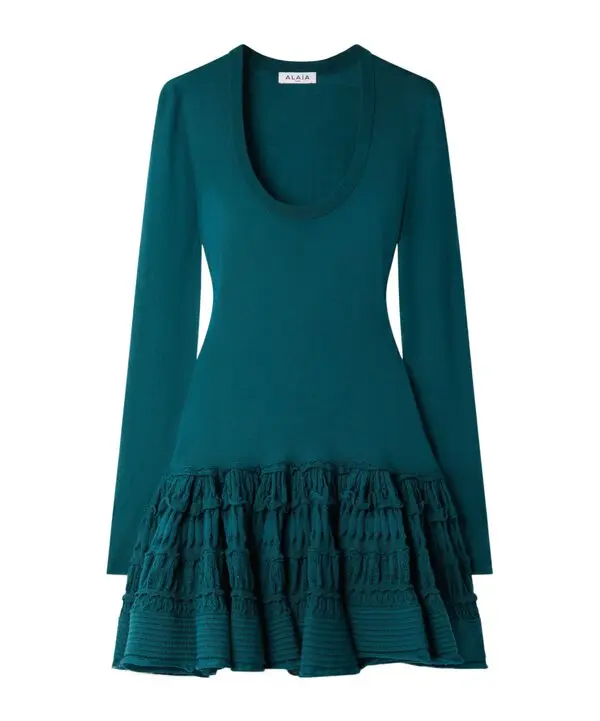 Alaïa Long-sleeved Crinoline Dress - Gasoline Color