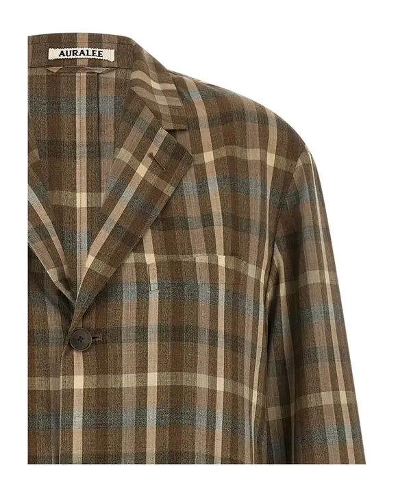 Auralee Wool Plaid Single-breasted Blazer
