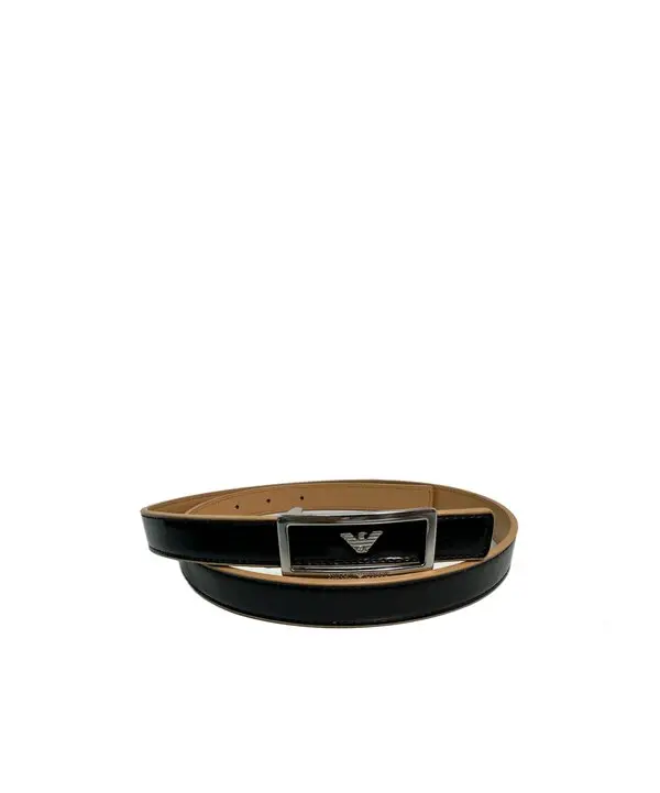 Emporio Armani Eagle Label Double-sided Belt - Black