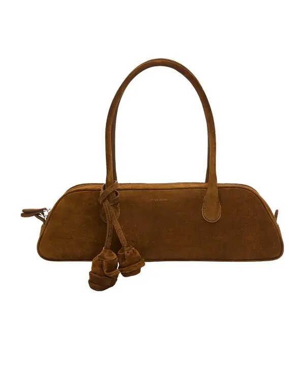 Magda Butrym Brigitte Trapeze Bag In Suede With Flower Charm - Brown