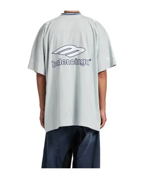Balenciaga 3b V-neck Oversized Football T-shirt - Gray/white