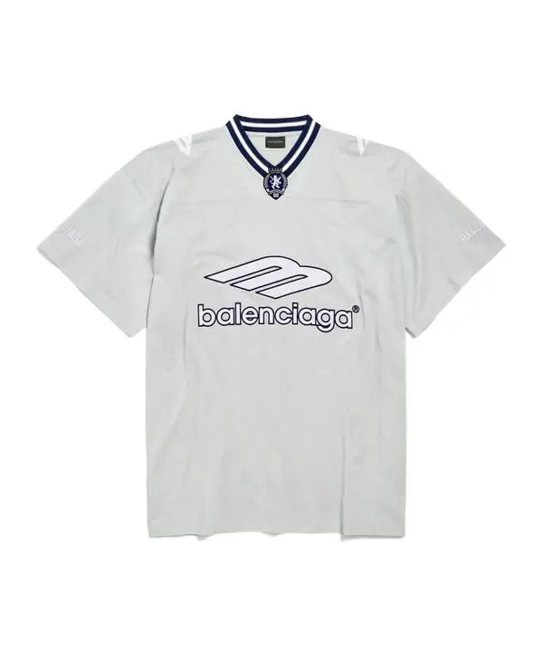 Balenciaga 3b V-neck Oversized Football T-shirt - Grey/white