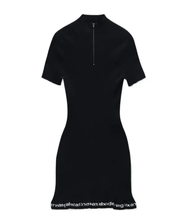 Alexander Wang Ribbed High-neck Quarter-zip Dress