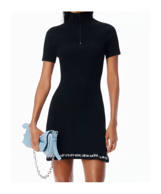 Alexander Wang Ribbed High-neck Quarter-zip Dress