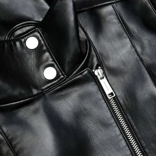 SELF-PORTRAIT Pleated Belted Biker Jacket
