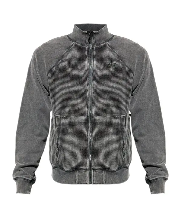 DIESEL® S-wafy-zip-rag Logo Embroidered Sweatshirt - Gray