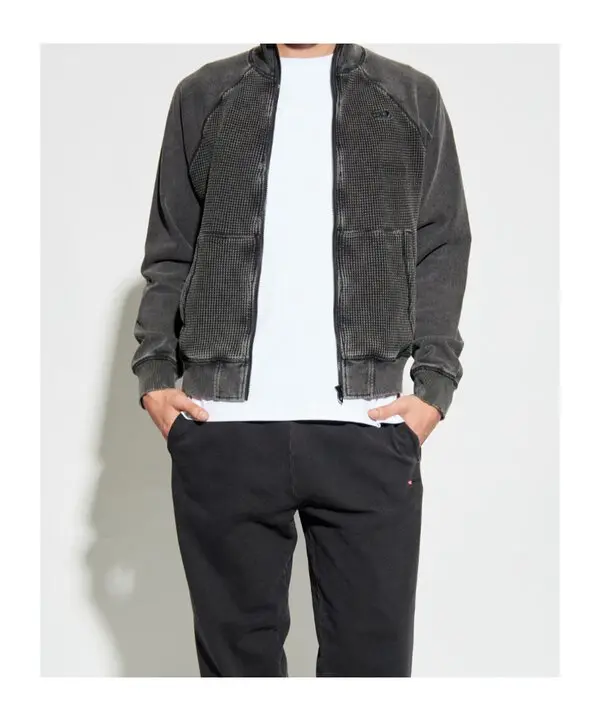 DIESEL® S-wafy-zip-rag Logo Embroidered Sweatshirt - Gray