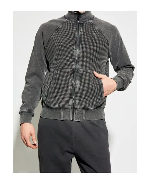 DIESEL® S-wafy-zip-rag Logo Embroidered Sweatshirt - Gray