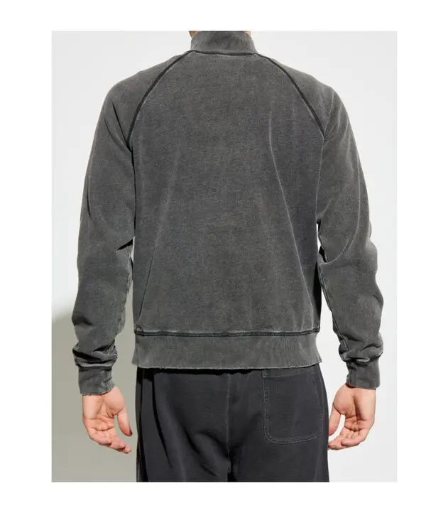 DIESEL® S-wafy-zip-rag Logo Embroidered Sweatshirt - Gray
