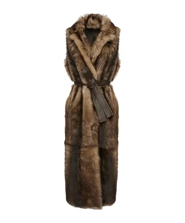 YVES SALOMON Toscana Sheepskin Vest - Brown