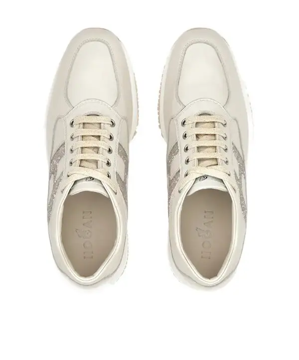 Hogan Embellished Lace-up Sneakers - Ivory