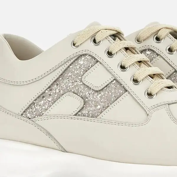 Hogan Embellished Lace-up Sneakers - Ivory