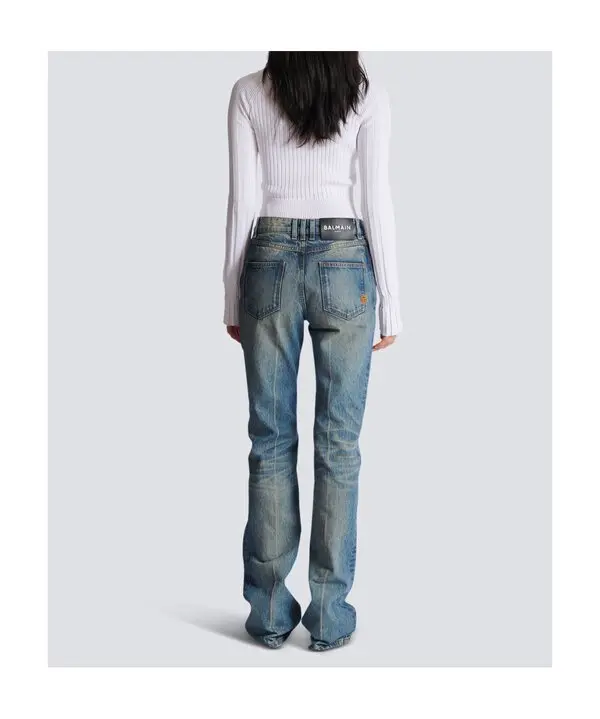 Balmain Straight-leg Faded Denim Jeans