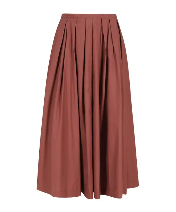 ROBERTO COLLINA Wide Pleated Skirt - Brown