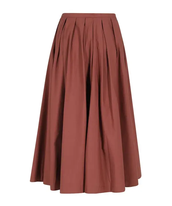 ROBERTO COLLINA Wide Pleated Skirt - Brown