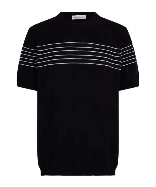 ROBERTO COLLINA Striped Short-sleeve Knitted Sweater - Black