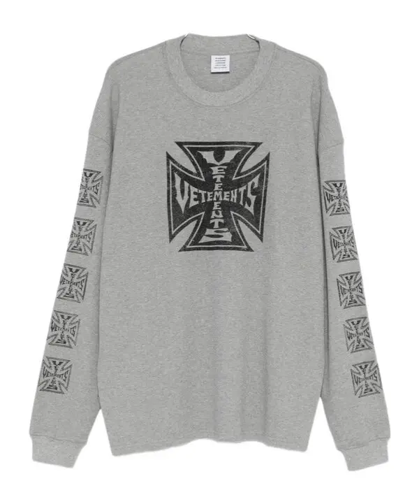 Vetements Logo-print Crewneck Sweatshirt - Grey