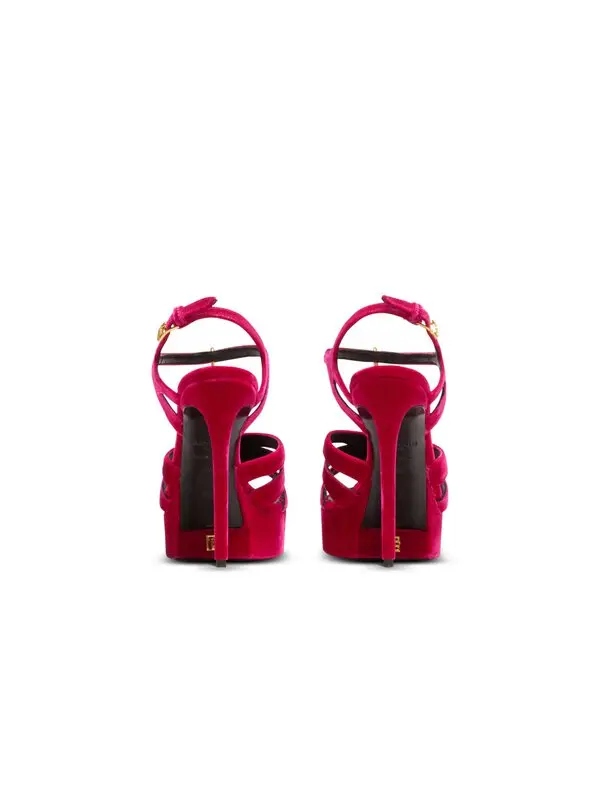 Balmain Patent Lambskin Platform Stiletto Sandals - Red