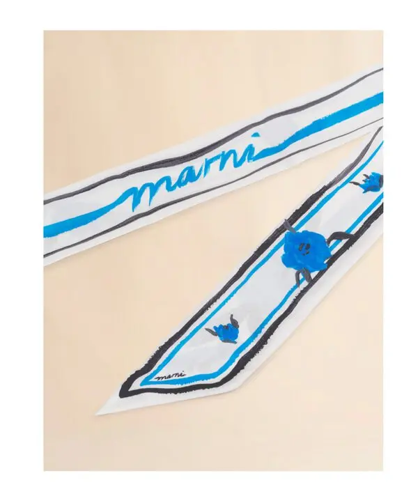 Marni Logo Print Skinny Scarf - Blue