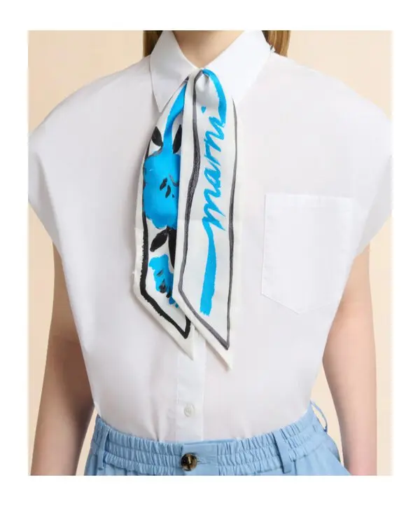 Marni Logo Print Skinny Scarf - Blue