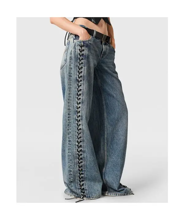 Stella McCartney Lace-up Wide-leg Jeans - Medium Blue