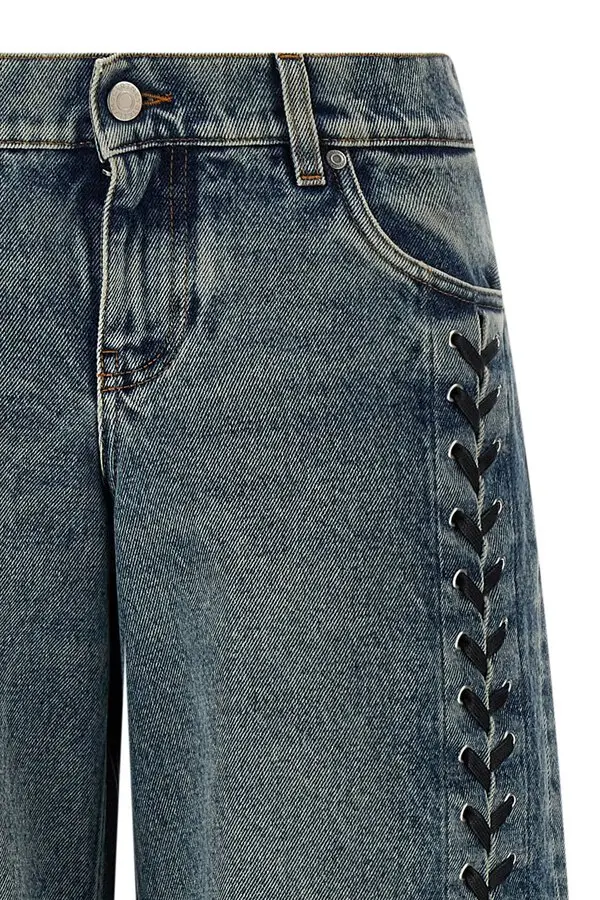 Stella McCartney Lace-up Wide-leg Jeans - Medium Blue