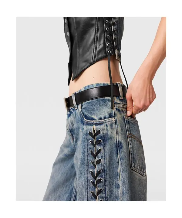 Stella McCartney Lace-up Wide-leg Jeans - Medium Blue
