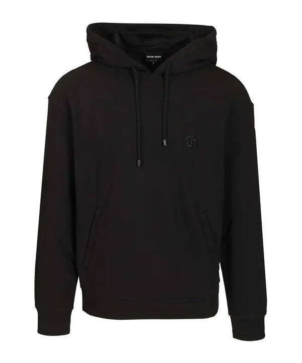 Giorgio Armani Logo Hooded Sweater - Black