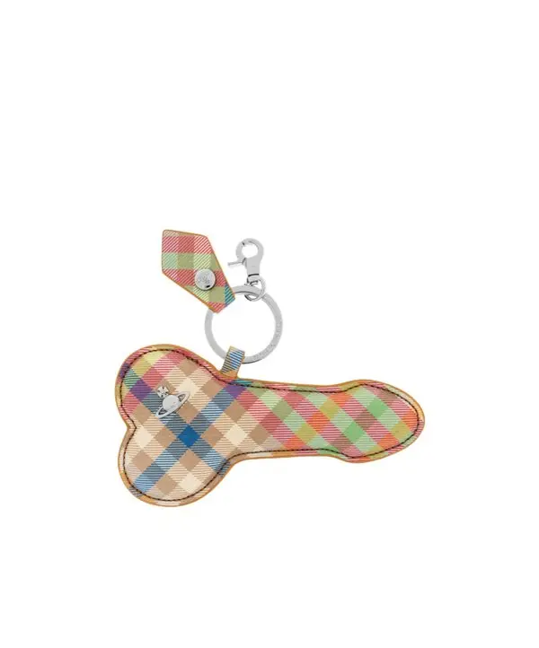 VIVIENNE WESTWOOD Tartan Dog Bone Keychain - Nude