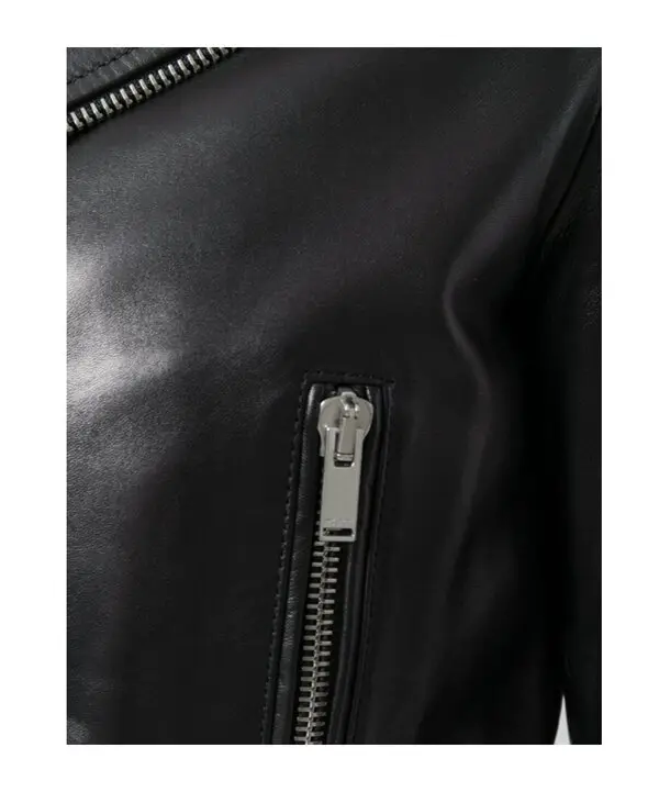 Saint Laurent Leather Biker Jacket With Zipper Detail