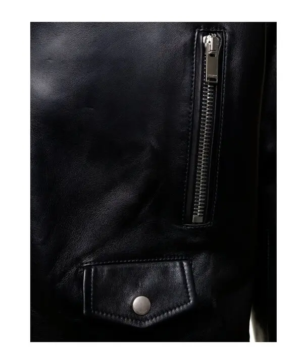 Saint Laurent Leather Biker Jacket With Zipper Detail